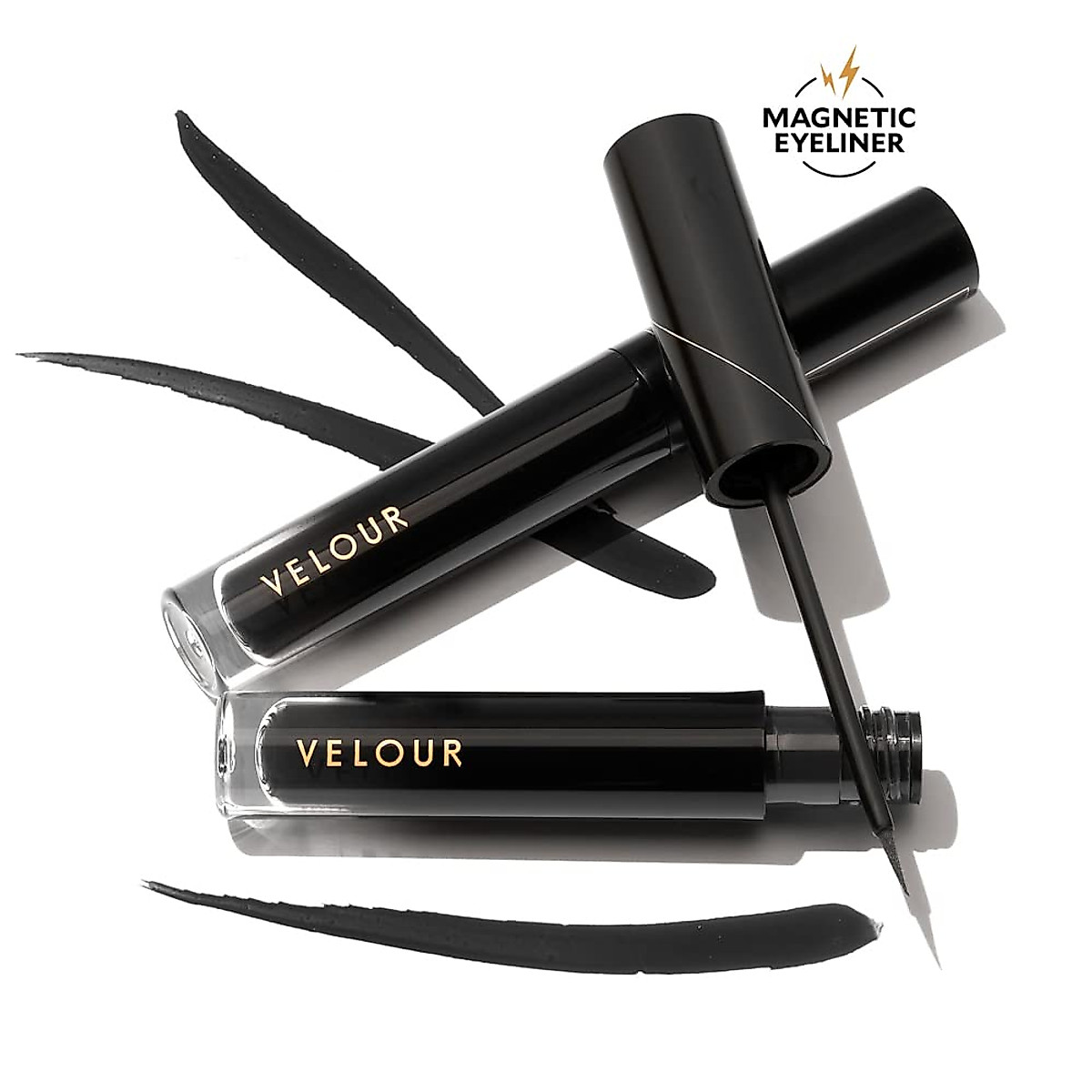 Velour Magnetic Lash & Go Eyeliner - Fine Tip Liquid Magnetic Eyeliner + Lash Glue Hybrid for Magnetic Eyelashes & False Lashes - 2-in-1 Self Adhesive Eyeliner for Magnetic Lashes - 3.5 ml (Black)