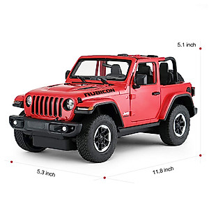 RASTAR Off-Road Remote Control Car, 1:14 Jeep Wrangler JL RC Off-Road Racing Vehicle Toy Car for Kids Adults, Spring Suspension/Door Open, 2.4Ghz RED