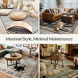 RUGGABLE x Jonathan Adler Washable Rug - Perfect Modern Area Rug for Living Room, Bedroom, Kitchen & Dorm Room - Stain & Water Resistant - Durable, Inkdrop Black/Ivory 2'x3' (Standard Pad)