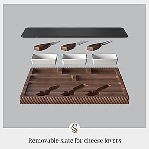 Shanik Cheese Board Set - Premium Black Slate Blade and 3 Stainless Steel Cutlery - Perfect for Serving and Entertaining - Elevate Your Cheese Experience without engraving