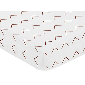 Sweet Jojo Designs Orange Arrow Boy or Girl Fitted Crib Sheet Baby or Toddler Bed Nursery - Rust and White Chevron Geometric Herringbone for Mod Dino Modern Dinosaur Boho Dinosaurs Gender Neutral