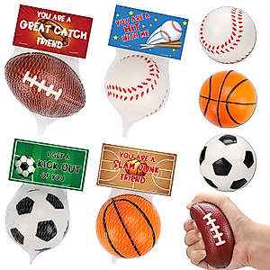 16 PCS Stress Balls Foam Bouncy Balls Stress Relief Pinata Filler Goodie Bag Stuffers Gift Card Basketball Football Party Favors for 4-8 8-12 Treasure Box Toddler Bulk Toys Classroom Kids Prizes