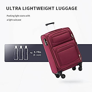Merax Softside Luggage Set, TSA Lock Expandable Spinner Wheel Luggage, 3 Piece Set Suitcase