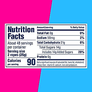 SweeTARTS Ropes, Candy, Tangy Strawberry, Soft and Chewy, Back to School Sweet Treat, 3.5 oz, 12 ct