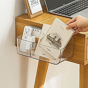 Poeland Wall Mount Storage Organizer, Clear Storage Box Holder Basket with 3 Compartments No Drilling Hang Walls/Doors for Kitchen, Cabinet, Bathroom, Bedroom, Office