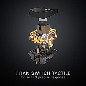 ROCCAT Vulcan 100 AIMO Mechanical PC Gaming Keyboard, RGB Lighting, Silent, Per Key LED Illumination, Brown Switches, Aluminum Top Plate, Silver