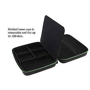 Forged Dice Co. Dice Box and Dice Tray with Removable Dice Holder - Storage Box Holds up to 300 Metal or Plastic Polyhedral Dice - Compatible with DND and Dungeons & Dragons Game Dice - Green