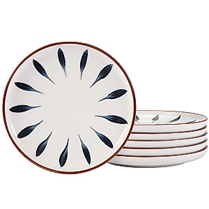 Aquiver 6'' Ceramic Dessert Plates - Color Painted Porcelain Appetizer Plates - Tea Party Small Serving Plates for Cake, Pie, Snacks, Ice Cream, Side Dish, Waffles - Set of 6 (Blue)