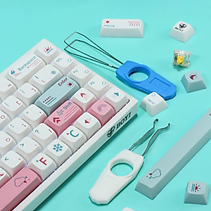 BOYI WK68 Hot Swappable RGB Mechanical Keyboard,Wireless Bluetooth 5.0/2.4G/Wired Type-C Tri-Mode PBT Sublimation Keycaps 65% Gaming Keyboard(Gateron Yellow Switch,Weather Theme XDA Keycaps)