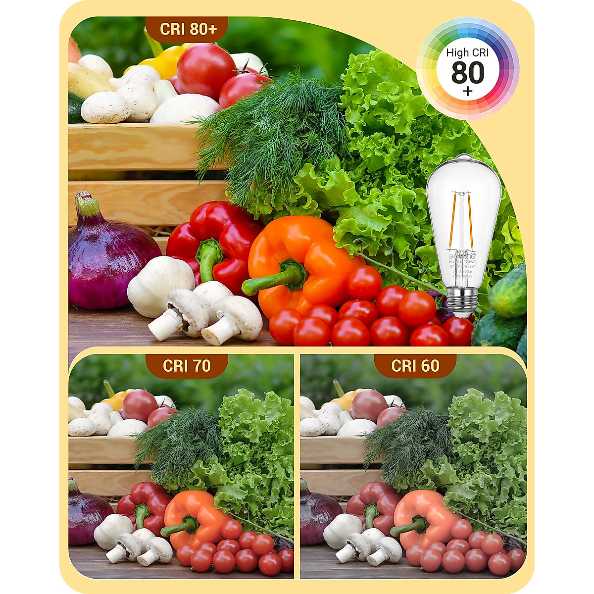 EDISHINE 6 Pack Dusk to Dawn LED Outdoor Light Bulb, Vintage Styled ST64 LED Edison Filament Bulb, 700LM 2700K Warm White with E26 Base, 8W Equivalent 60W, Light Sensing Outdoor, UL Listed