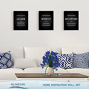 HLiWEGNS Motivational Mindset Canvas Wall Art, Inspiration Leader Discipline Quotes Reminder Decor Positive Affirmation Poster Success Wall Hanging Picture Leadership Gift for Home Office Workplace