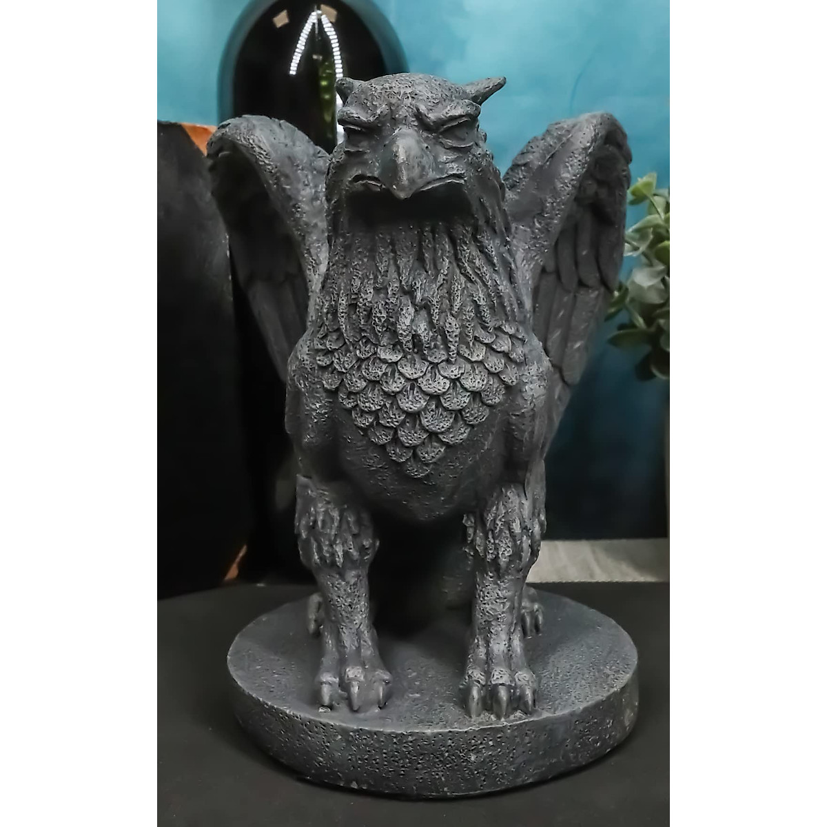 Ebros Gift Mythical Winged Griffon Griffin Eagle Lion Gargoyle Statue Faux Stone Resin Home Decor Figurine 6.75" Tall Gothic Sculptures Statues and Figurines Might and Magic Heroes and Royalty Symbol