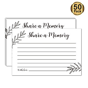 Share a Memory Cards, 50 Cards, Memory Card for Celebration of Life, Graduation, Wedding, Retirement, Going Away Party, 4inch x 6inch, White