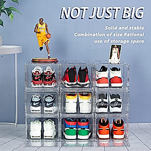 BBYB Shoe Box,Drop Front Shoe Box,Clear Plastic Stackable Storage Bins,Magnetic Transparent Door Clear Storage Bins 3pack (Large, D-Clear)