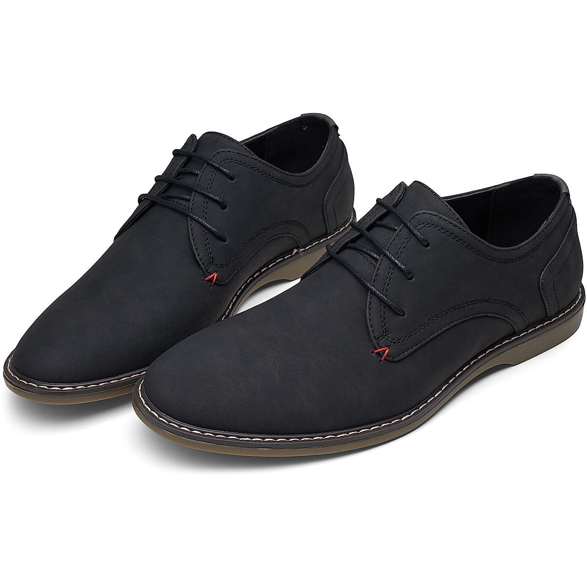 Jousen Men's Oxford Suede Business Casual Dress Shoes Plain Toe Oxfords Classic Formal Derby Shoes (AMY615 Black 11)