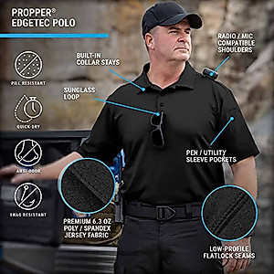 Propper Men's Edgetec Polo, Black, Medium