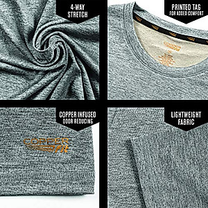 Copper Fit Energy Mens Dry Performance Crew T-Shirt, Heather Grey, X-Large