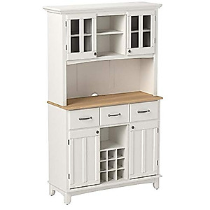 homestyles Buffets Off-White Server with Hutch and Natural Wood Top & Homestyles Nantucket Pantry, 30", Off White