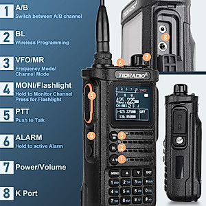 2nd Gen TIDRADIO TD-H8 Ham Radio 10Watt 2500mAh Battery Capacity Solid Performance Handheld Two-Way Radio Wireless Programming Module with Repeater List