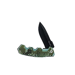 BGT Folding Pocket Knife 3.4 Inch Black Blade and Lightweight G10 Handle Survival Tool Knives Carry Velvet Bag, Sharpener (Camo)