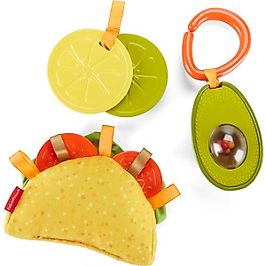 Fisher-Price Baby Toys Taco Tuesday Set, 3 Pretend Food Rattle & Sensory Activities for Newborns​ Ages 3+ Months