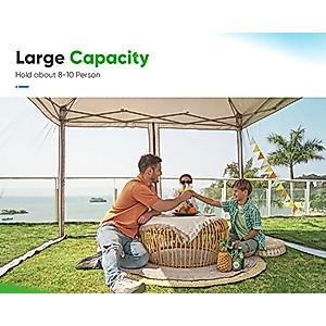 Quictent 10'x10' Pop up Canopy Tent with Netting, Outdoor Instant Portable Gazebo Ez up Screen House Room Tent -Fully Sealed, Waterproof & Sand Bags Included (Tan)