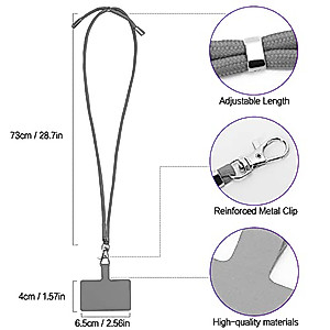 FYY Cell Phone Lanyard,[2 Pack] Cell Phone Lanyards for Women/Men,Universal Crossbody Lanyard for Cell Phone Around the Neck Compatible with iPhone,Samsung Galaxy and All Smartphones-Grey