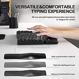 TANNSEN Backlit Wireless Ergonomic Keyboard USB Split Keyboard with Wrist Rest and Comfortable Typing, 104 Keys, 10 Shortcuts for Windows, Mac and Laptop PC Computer