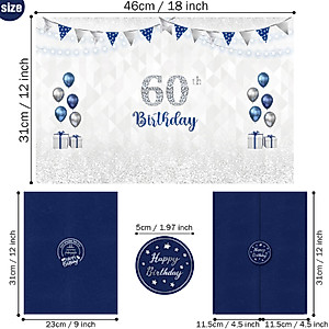 Blue 60th Birthday Decorations for Men, Navy Happy 60th Birthday Guest Book, Alternative 60th Signature Guestbook Creative, Cheers to 60 Years Old Gift, 60th Birthday Sign Card Board Party Decor