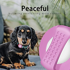 Airtag Dog Collar Holder (2 Pack) with Buffering Dots, Waterproof Pet Collar Case for Apple Air Tag GPS Tracker, Air Itag Holder Cover,Fits Most Collars (Pink) …