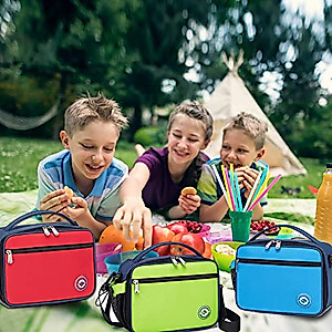 weiatas Kids Lunch Bag Small Insulated Lunch Box For Boys Girls Toddlers Back to School, Reusable Children Lunch Cooler Tote Bag with Removable Shulder Strap & Pocket (Red)