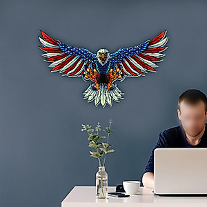 gunhunt Pack-1 Car Reflective Warning Stickers, 11.8In x 5.1In American Flag Eagle Decorative Decal, Self-Adhesive Body Bumper Sticker, Suitable for Most Cars SUVs Trucks (Multicolored)