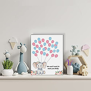 Baby Shower Guest Book Fingerprint Tree Canvas, a Baby Shower Guest Book, Finger Print Guest Book, Gender Reveal Decoration Elephant Theme
