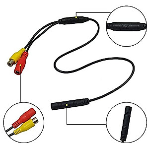 AN81 - RULGS 1PC Car Backup Reverse Camera 4-Pin Male to CVBS RCA Female Connector Signal Power Adapter Wire Harness