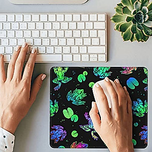 Water Lily Leaves and Frogs Mouse Pad with Stitched Edges Laptops Keyboard Mouse Mat Desk Pad Gaming Mouse Pad
