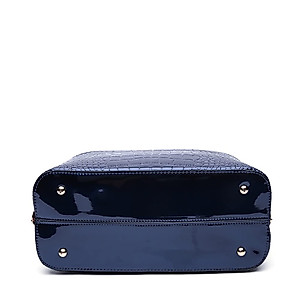 Style Strategy green patent leather purses for women Crocodile Textured Shoulder handbag with kiss lock Satchel crossbody for women