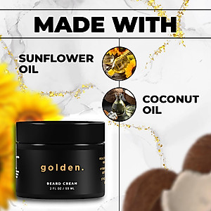 Golden Grooming Beard Oil & Balm Bundle for Men – Natural Growth Kit with Shea Butter – Tame, Moisturize & Style Your Beard (Beard Cream 2 fl oz)
