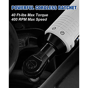 NINOUKO Cordless Electric Ratchet Wrench Set, 3/8" 12V Power Ratchet Driver, 400 RPM 40 Ft-lbs Battery Ratchet with 8 Sockets & 2-Pack 2.0Ah Battery