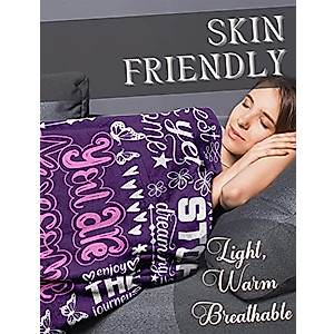InnoBeta Coworker Leaving Gifts for Women Flannel Blankets Throws, Inspirational Gifts for Women, Going Away Farewell Gifts for Coworkers - Purple Flannel Blanket (50"x 65") - You are Awesome