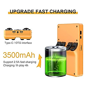 Powkiddy RGB20S Handheld Retro Game Console with Built-in Games,3.5 Inch IPS Screen Game Player (128G 20000 Games Yellow)