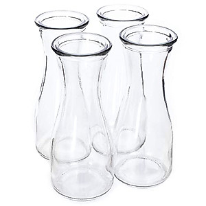 12 oz (350 ml) Glass Carafe Beverage Bottles, 4-pack - Water Pitchers, Wine Decanters, Mixed Drinks, Mimosas, Centerpieces, Arts & Crafts - Restaurant, Catering, Party, & Home Kitchen Supplies