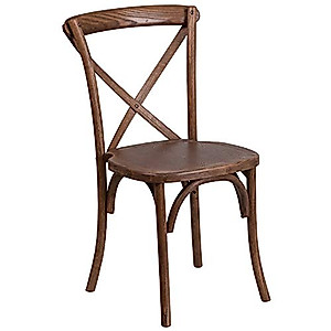 EMMA + OLIVER Stackable Pecan Wood Cross Back Chair