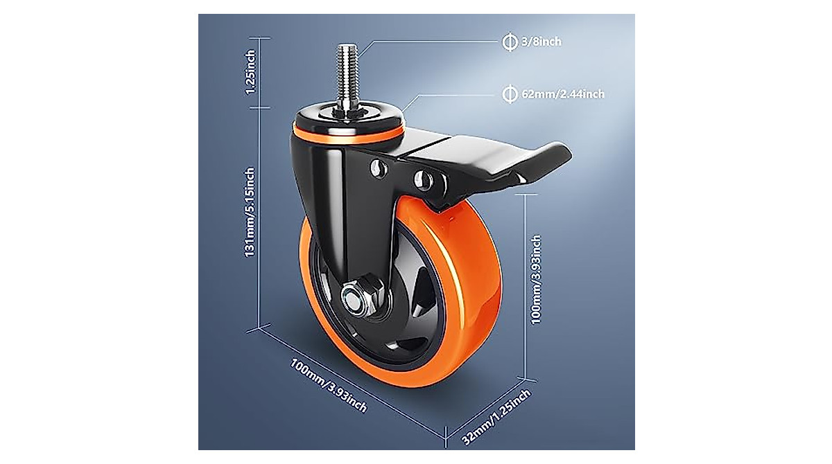 Heavy-Duty 4" Dual Locking Caster Wheels - 2200Lbs