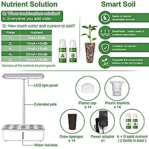 Hydroponics Growing System Indoor Garden, Indoor Gardening System with 14 Pods, WiFi Indoor Herb Garden, Indoor Herb Garden Kit with Grow Light, Auto Pump, 5L Water Tank, Adjustable Height Up to 20.6"