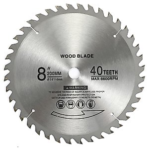 BlueNatHxRPR 8" 40 Teeth Carbide Tip Wood Cutting Circular Saw Blade Table Saw Blade Miter Saw Blade with 5/8" Arbor for General Purpose
