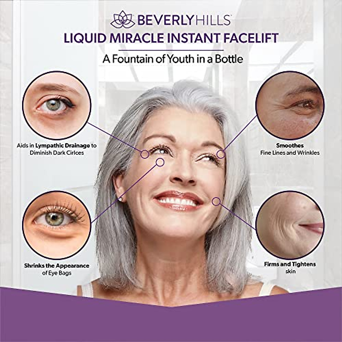 Beverly Hills Instant Facelift Anti Aging Eye Serum Treatment for Dark Circles, Puffy Eyes, Wrinkles, Under Eye Bags, Fine Lines, and Crows Feet that Works Within 90 Seconds | 30mL (120 Days Supply)