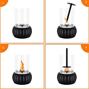 Indoor/Outdoor Portable Pumpkin Tabletop Fire Pit Fireplace - Ethanol Ventless Mini Fireplace Long Time Burning Smokeless Odorless(Black)
