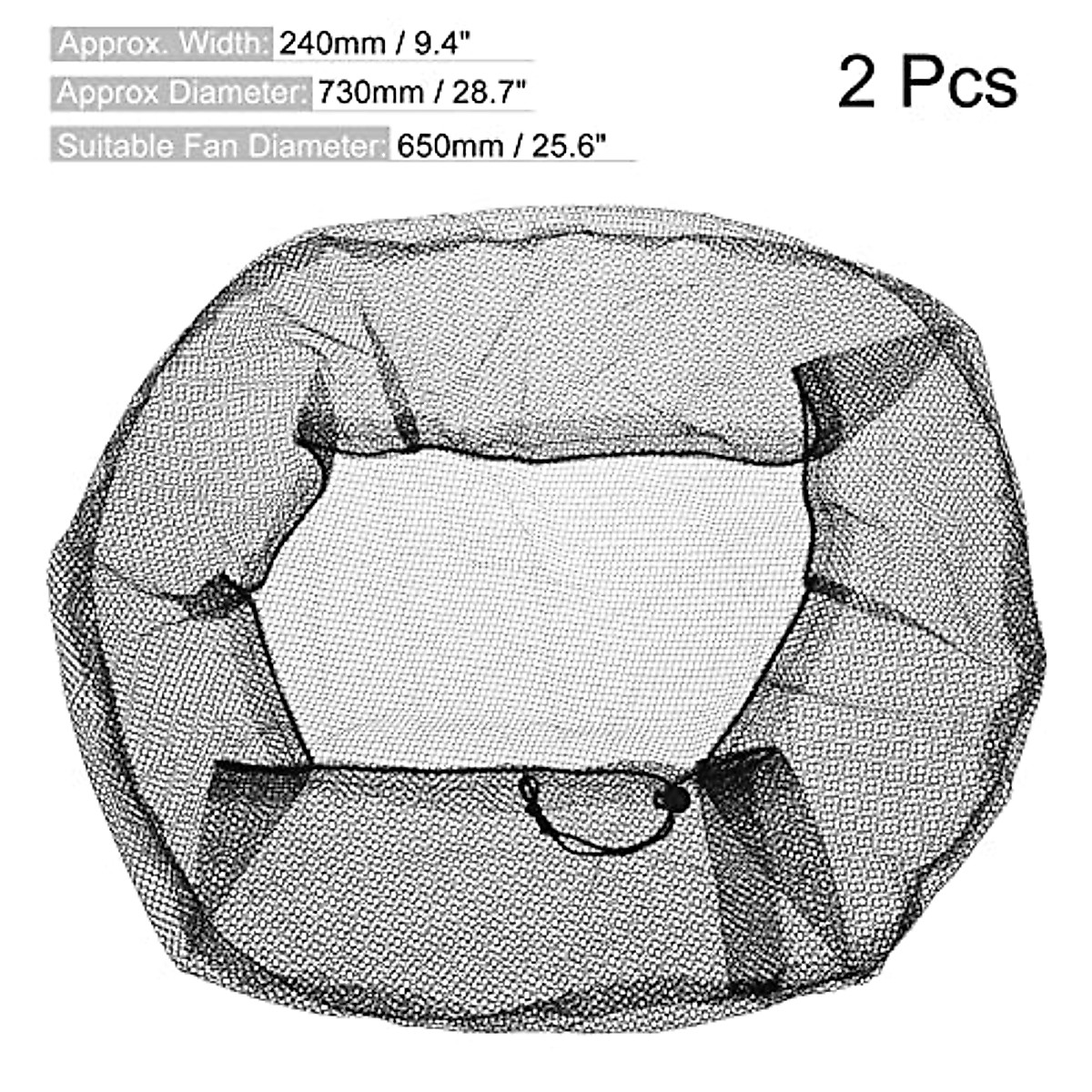 MECCANIXITY Mesh Electric Fan Dust Cover 25.6 Inch Protection Cover Washable Dustproof Finger Protector Net, Black Pack of 2