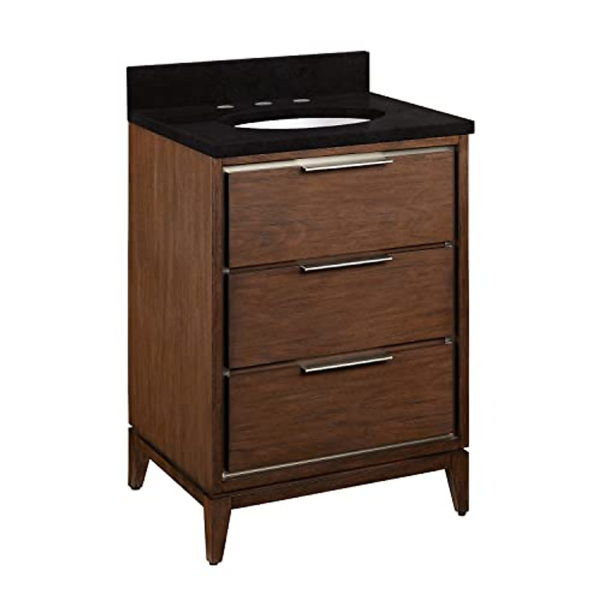 Signature Hardware 953494-24-UM-8 Hytes 25" Free Standing Single Vanity Set with Mahogany Cabinet, Vanity Top, and Oval Undermount Vitreous China Sink - 8" Faucet Holes