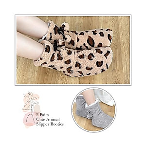 Panda Bros Slipper Socks For Women With Grippers, Fuzzy Womens Slipper Socks With Non Slip Bottoms, Cozy Warm House Slippers